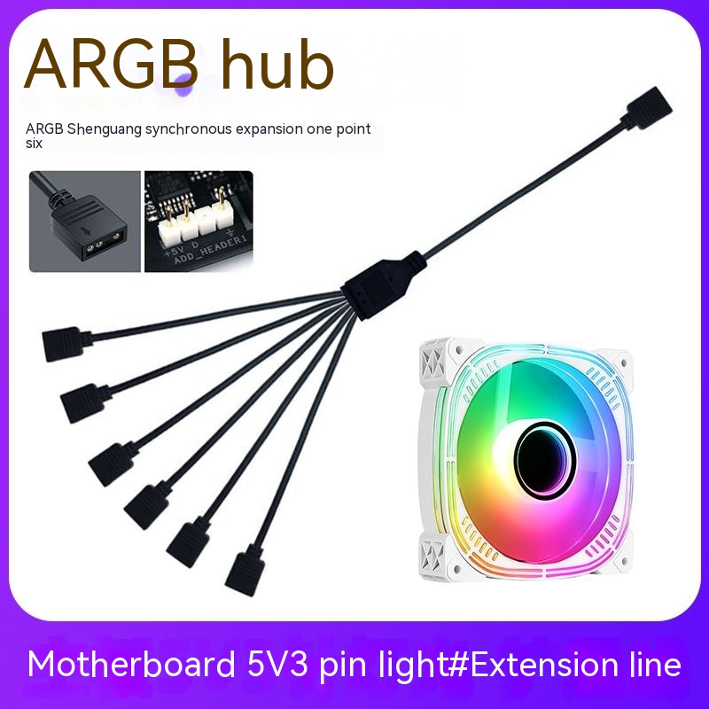 Chassis RGB Fan Hub Motherboard 5v3 Pin 12v4 Pin One-to-Ten Line Extension Cable Argb Shengguang ...