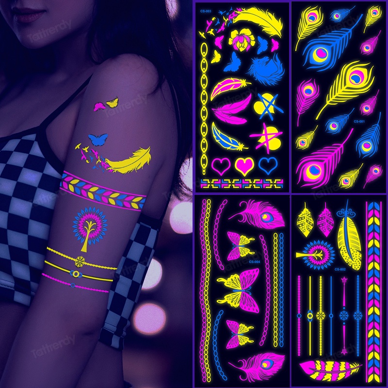 Luminous Waterproof Temporary Tattoos Stickers Glow in the Dark ...