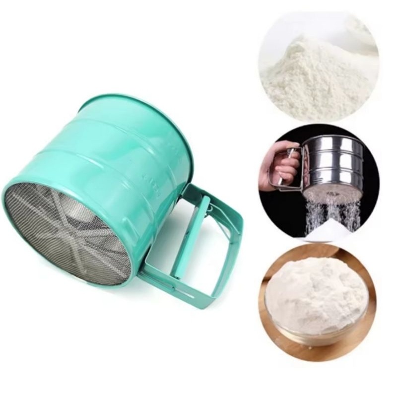 Stainless steel flour sieve hand held cup strainer baking cake tool ...