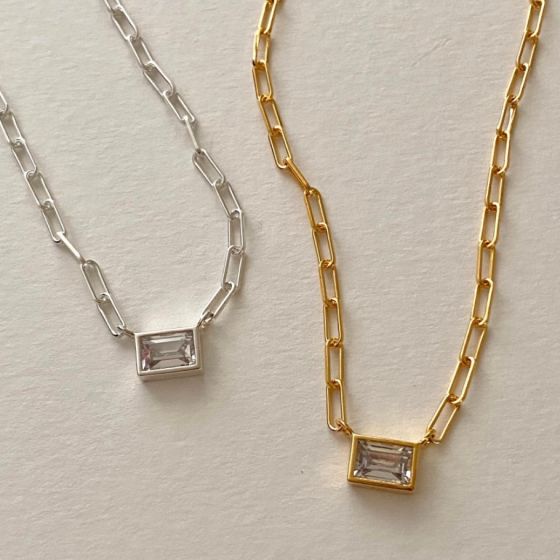 Hazel Geometry Rectangle Silver Necklace | Shopee Philippines