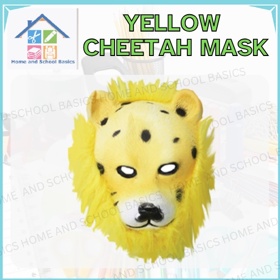 Yellow Cheetah Mask with Hair - Animal Rubber Mask - Halloween Costume ...