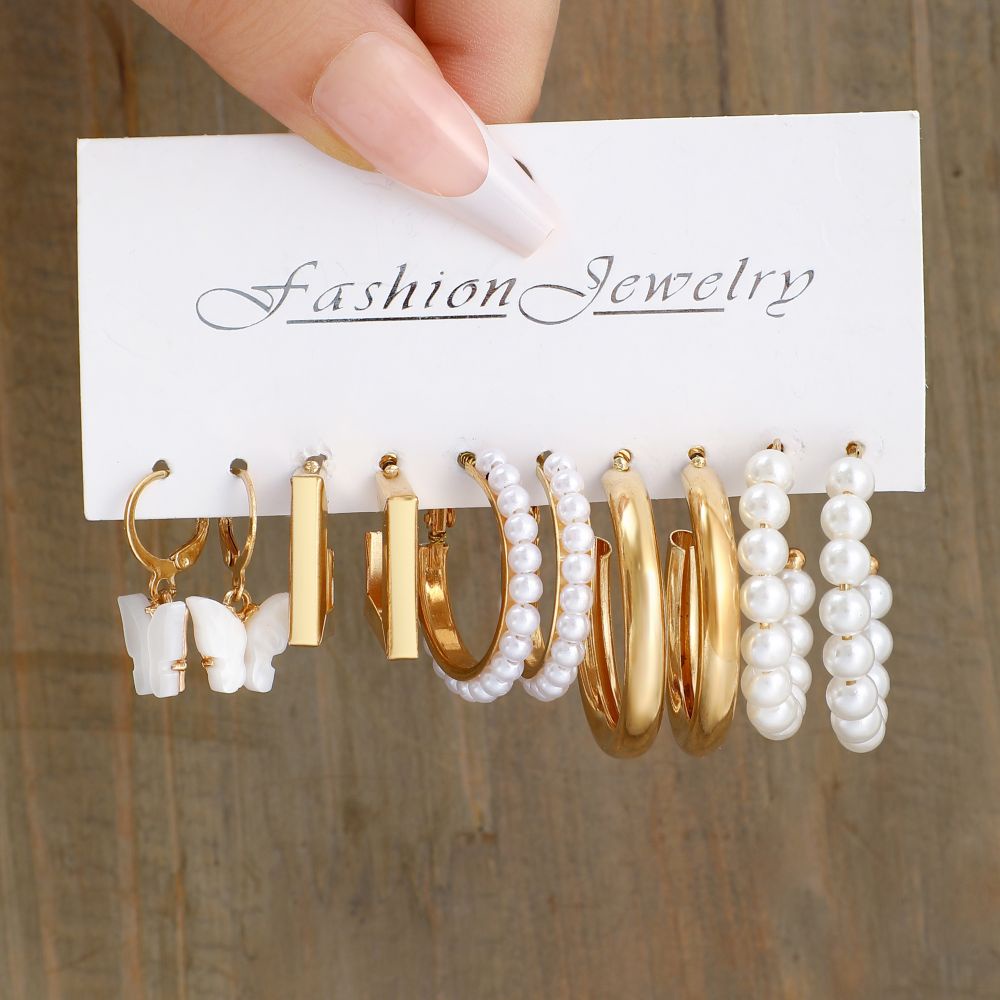 Luxury 18K Gold Hoop Earrings Pearl for Women Hypoallergenic Piercing ...