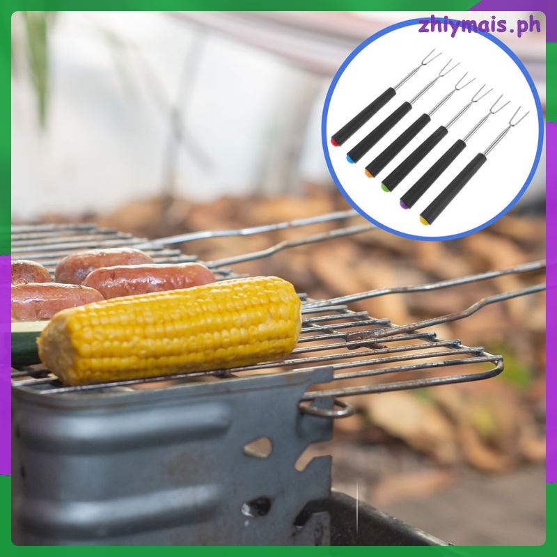 【in stock】 Roasting Grill Forks BBQ Telescopic Barbecue Meat Carving Purple Green Hot Dogs 4 Pcs ...