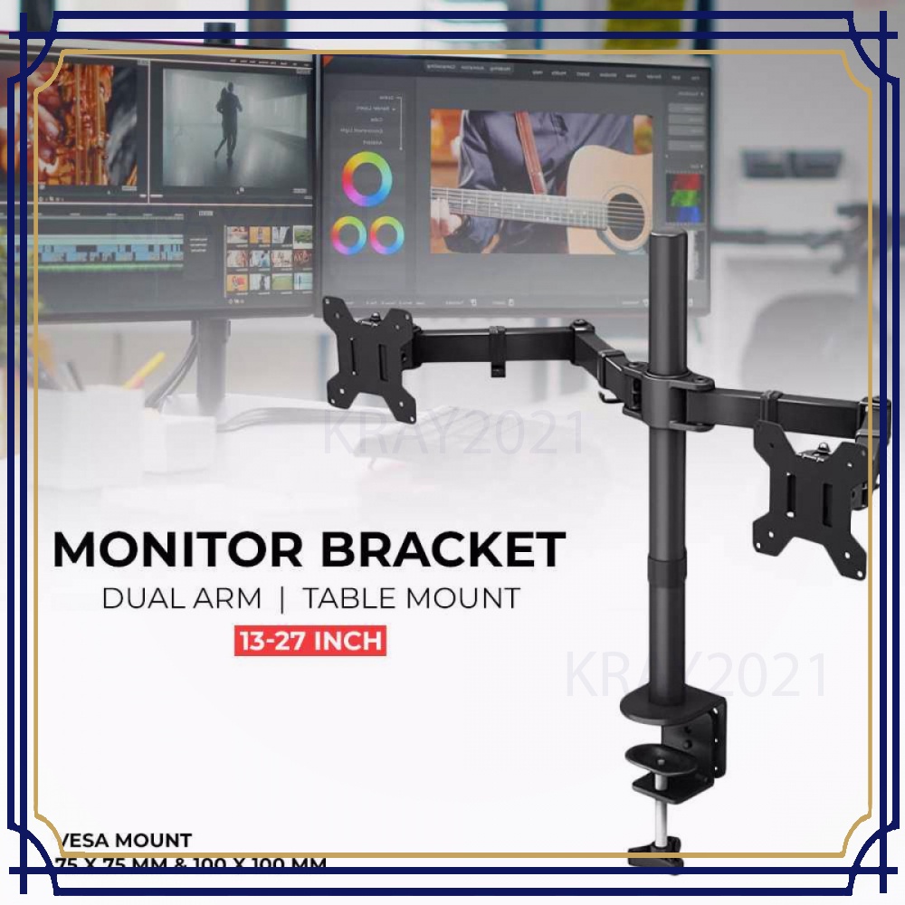 CONX Bracket Monitor Table Mount Dual Arm VESA 100 x 100 13-27 Inch TV ...