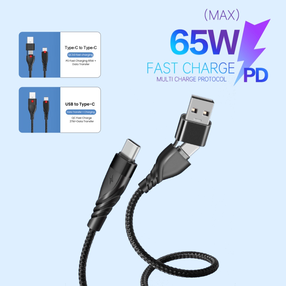 3A Data Cable 65W/27W TYPE-C PD Braided Cable Fast Charge Cable USB Conversion Cable for Apple ...