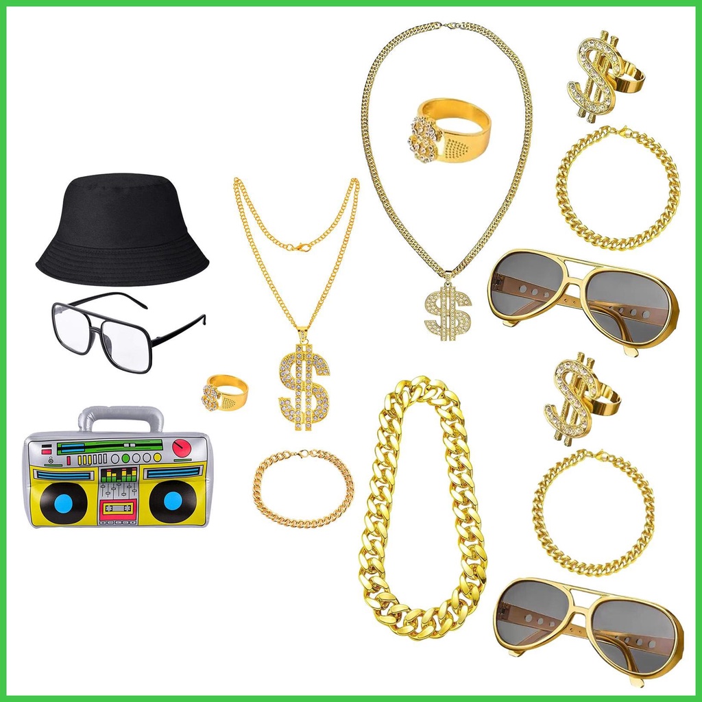 Rockstar Costume Set Disco Sunglasses Necklace Accessories Rocker ...