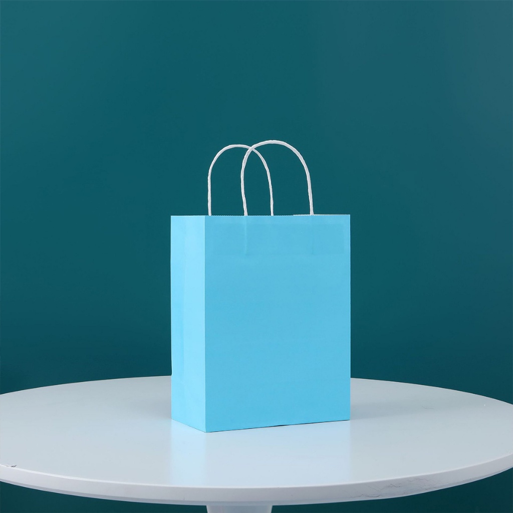 10 Piece Set Paper Bag Birthday Gift Bag Gift Tote Bag Solid Color Gift ...