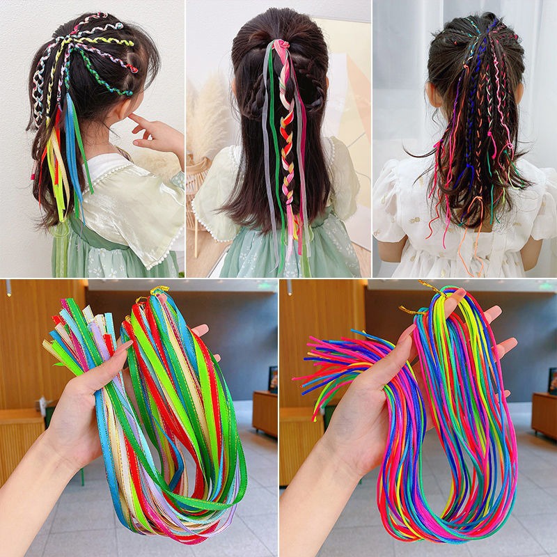 Colorful Braided Hair Rope Color Rope Braids Ribbon Hair Tie Headgear ...