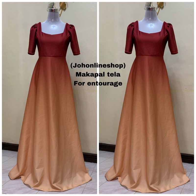 COD !!!rust ombre filipiniana maxi gown for bridesmaids | Shopee ...