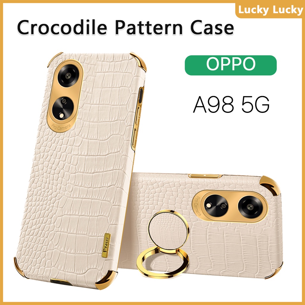 Leather OPPO A98 5G Case A18 A38 A58 A78 A98 4G 5G A17 A57 A77s Casing Soft Shockproof Crocodile ...