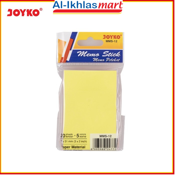 Sticky NOTE, MEMO STICK, PAPER MEMO 7.7X5.1 CM MMS-12 JOYKO | Shopee ...