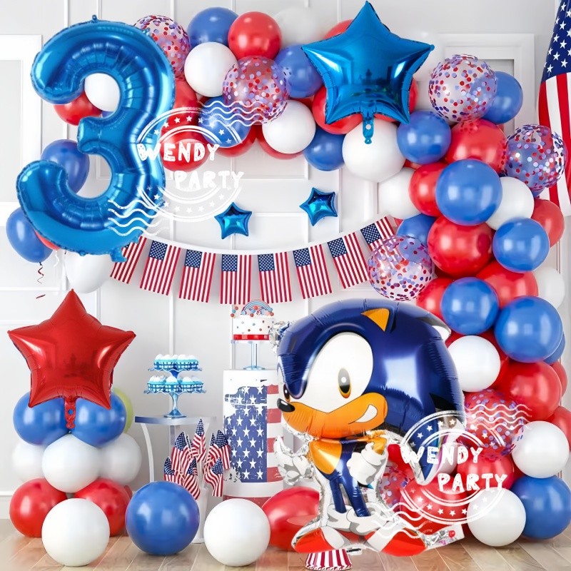 Sonic The Hedgehog Balloons Garland Arch Kit Cartoon Sonic Foil Balloon ...