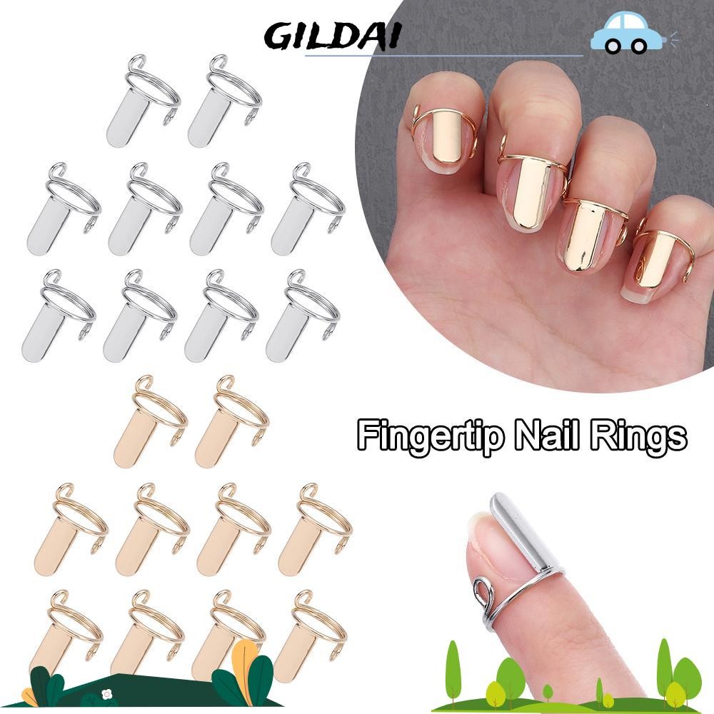 GILDAI Nail Rings, Reusable Removable Fingertip Nail Rings, Gold Color ...