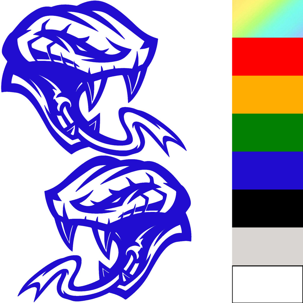 Cool Snake Head Cartoon Silhouette Reflective Colorful Stickers Eight ...
