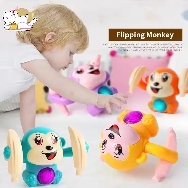 Baby Sound Activated Rolling Monkey Educational Light Electric Monkey ...