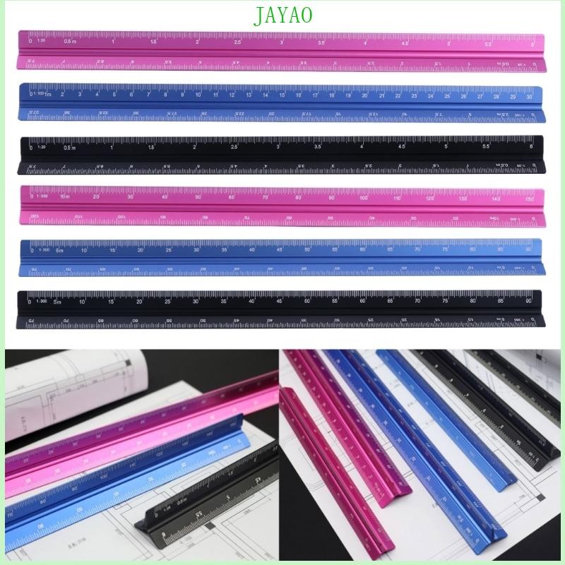 JAYAO 30cm Metal Triangular Scale Ruler Architect Engineer Drafting ...