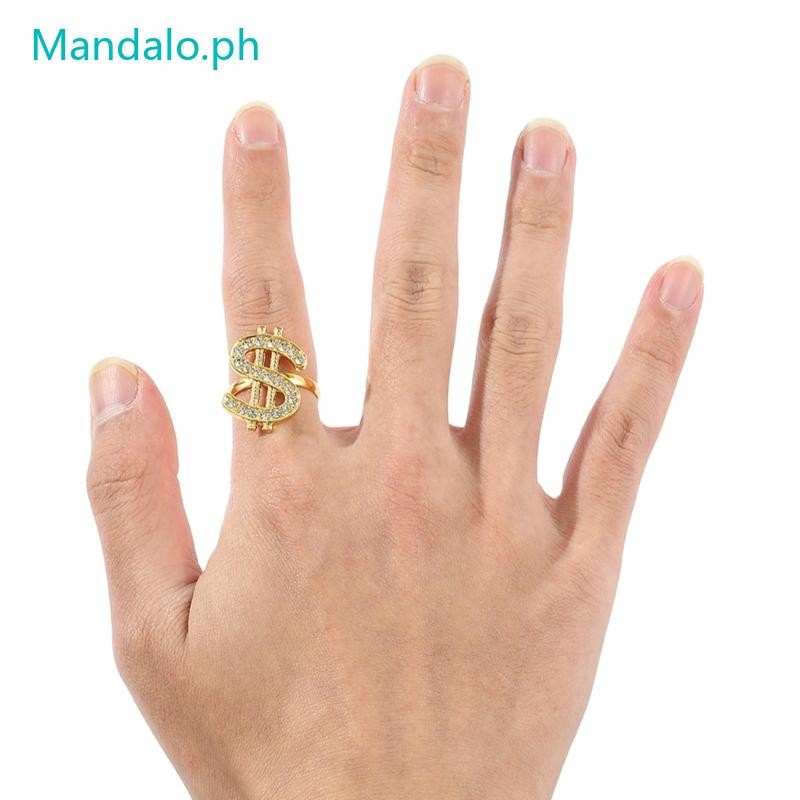 Hot Crystal Dollar Sign Ring Money Symbol Ring Hip Hop Jewelry Rapper ...