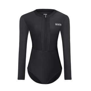 Enna Women Zippered Swimwear Long Sleeve with pad Surf Sun Protection ...