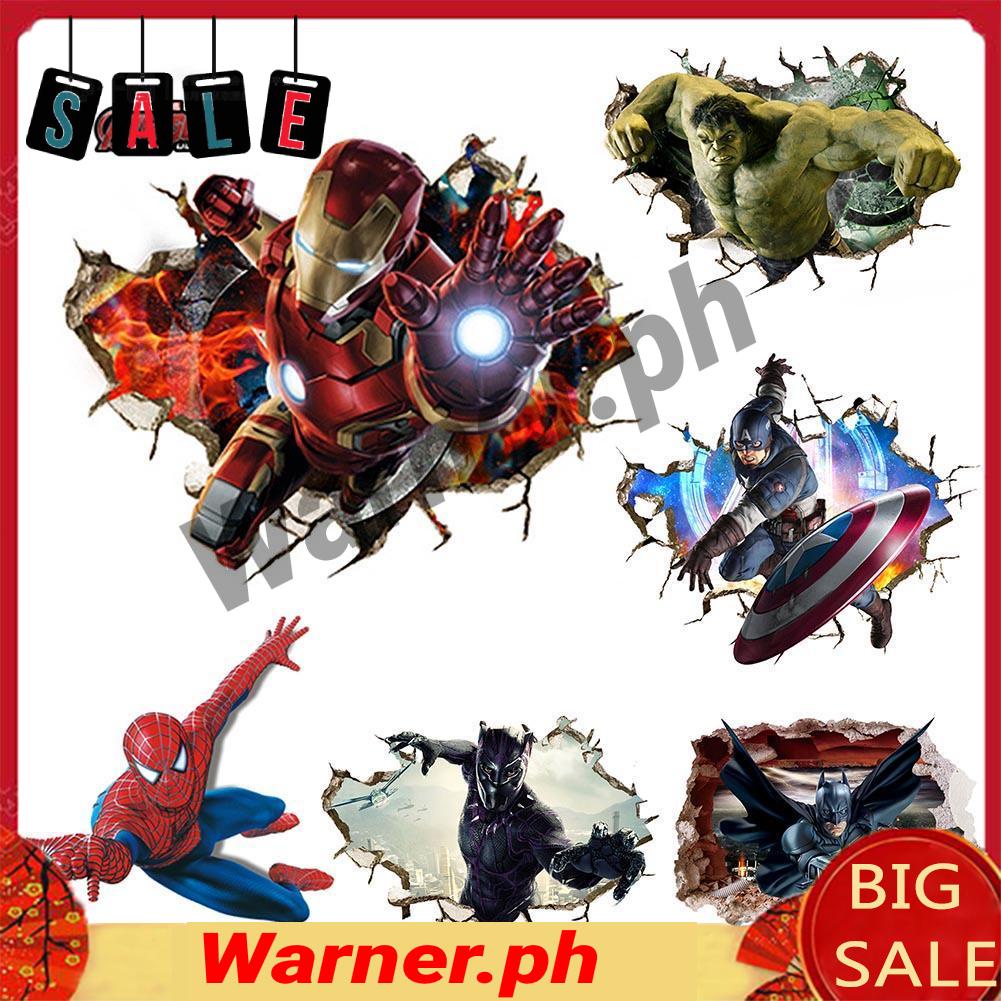 WARNER 3D The Avengers Super Hero PVC Waterproof Wall Stickers Window ...