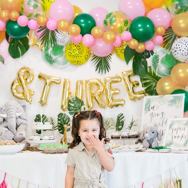 Safari Wild Jungle Balloon Garland Arch Kit Green Pink Balloons for Wild One Jungle Girls ...
