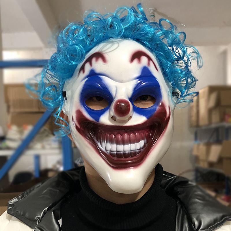 Men's and Women's Scary Headgear Halloween Full Face Clown Mask ...