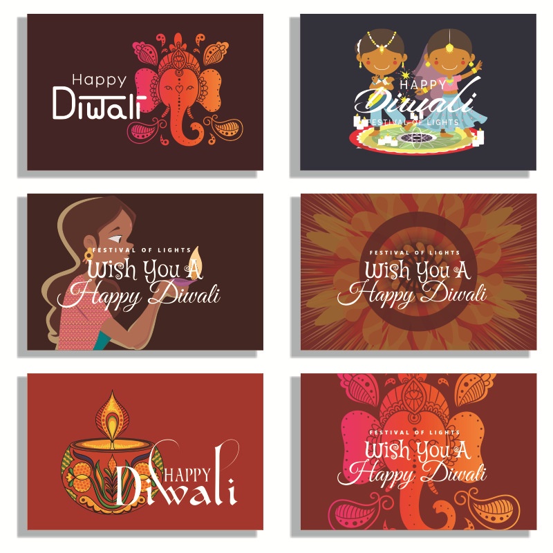 [12pcs/set] Diwali Greeting Card Gift Cards for Deepavali Folding ...
