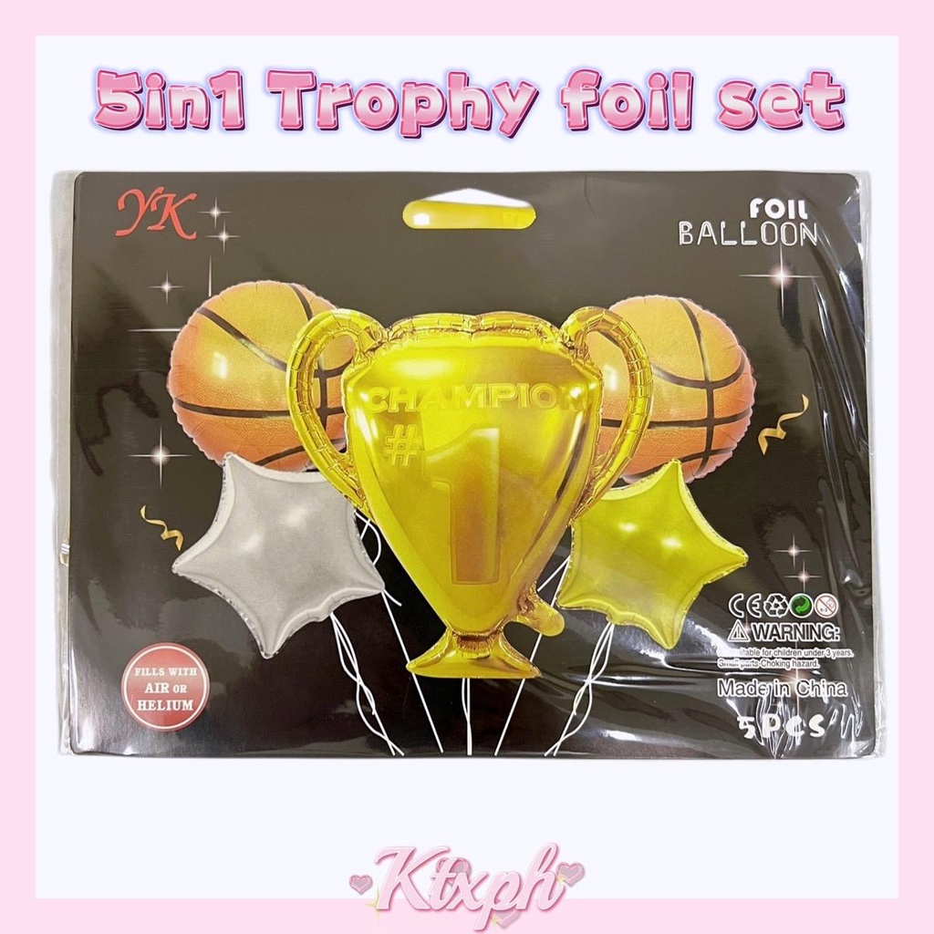 5in1 Champion Trophy foil set Basketball Birthday party needs ...