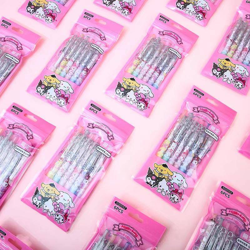 6Pcs/Pack Sakura Festival Sanrio Neutral Pens Kawaii Mymelody Kuromi ...