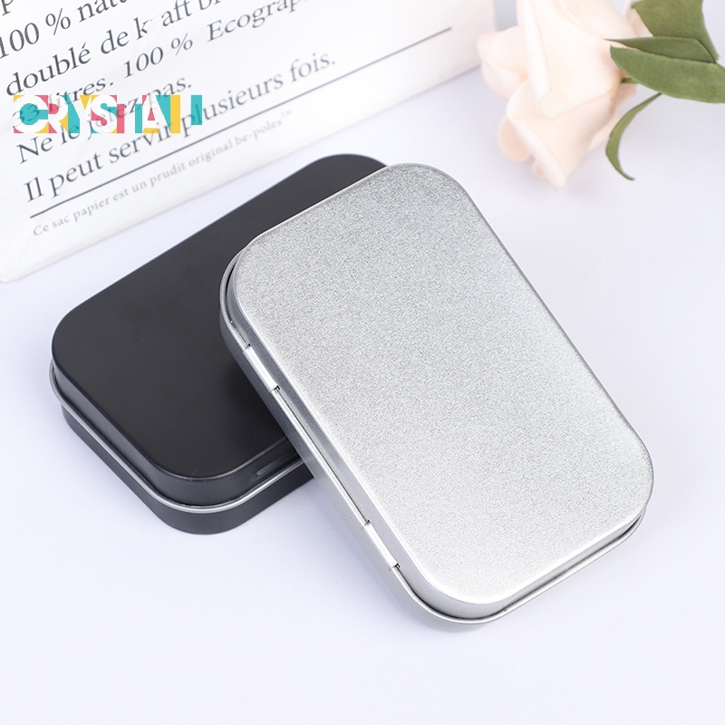 Crystal- Survival Kit Tin Small Empty Metal Tin Flip Storage Box Case ...