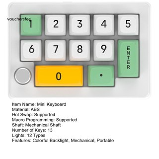 [VOU] Hot Swappable Keyboard Number Keyboard 13-key Macro Programmable ...