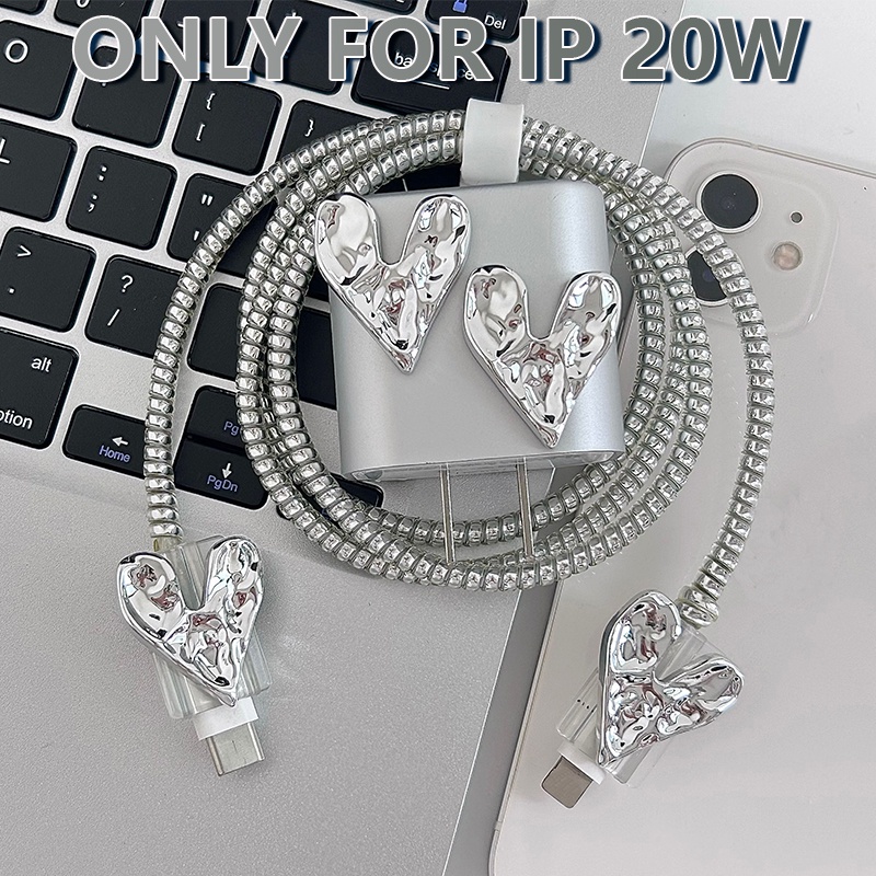 Matte Silver "LOVE" Charger Protector for ip 20W 12promax 13 14plus ...