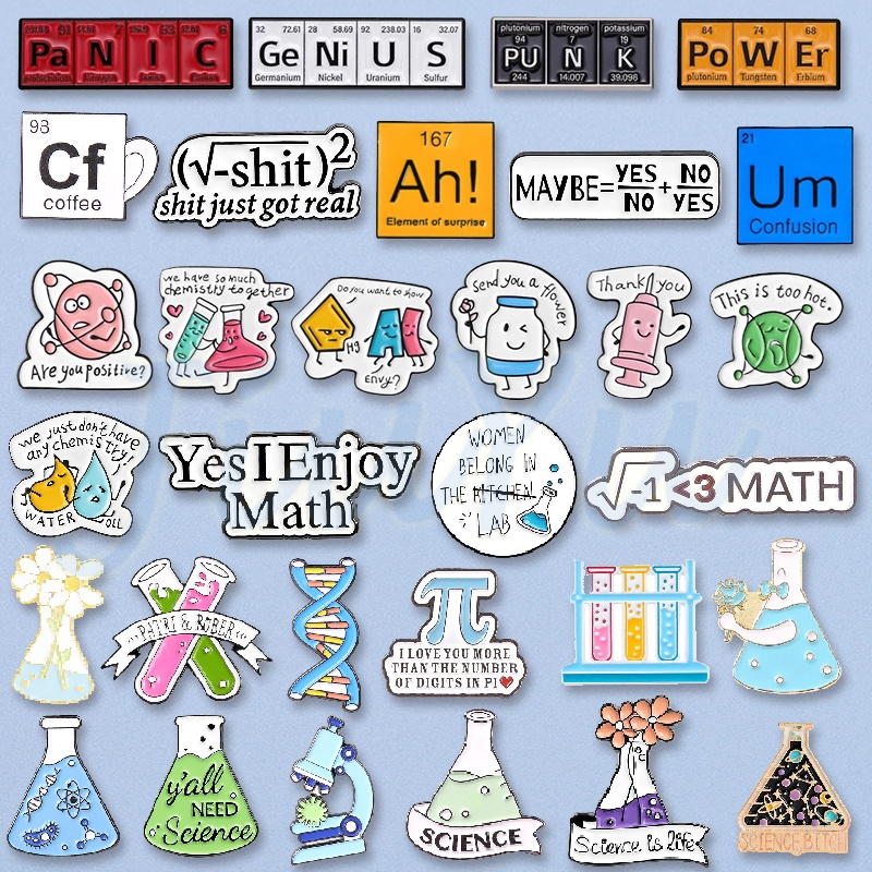 Trendy Science Enamel Brooch Periodic Table Molecular Element DNA ...