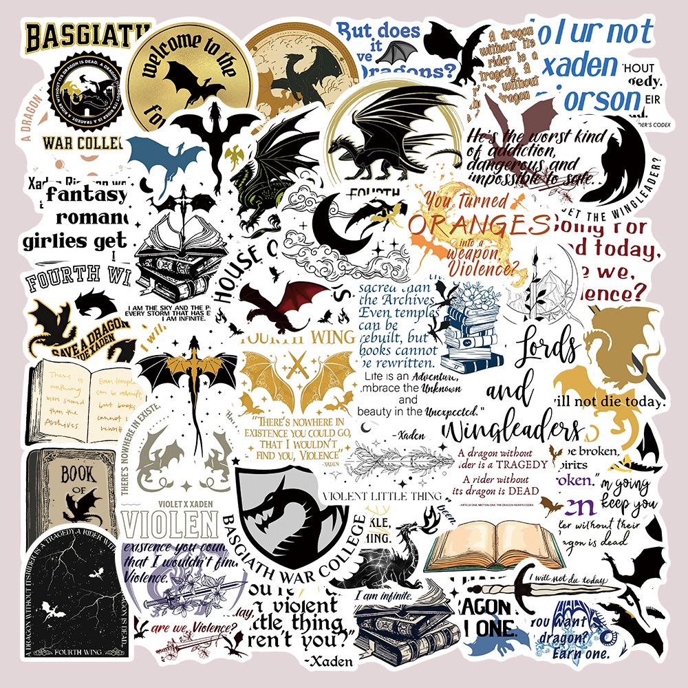 Fourth Wing Series 01 Stickers 50Pcs/Set Fashion DIY Waterproof Decals ...