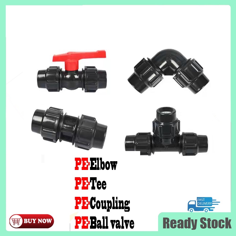 PE Compression Fittings for PE & PVC Pipes 1/2" 3/4" 1" Elbow Tee Coupling Adapter Plug | Shopee ...