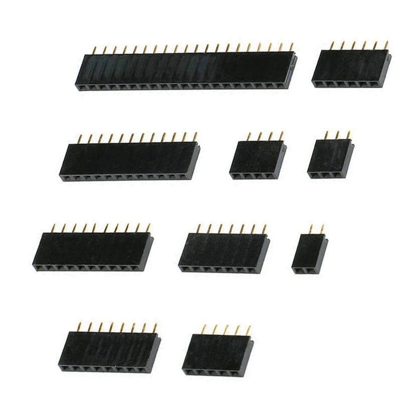 100Pcs/lot 2.54mm Pitch 2/3/4/5/6/7/8/9/10/12/20/40 Pin Female Single ...