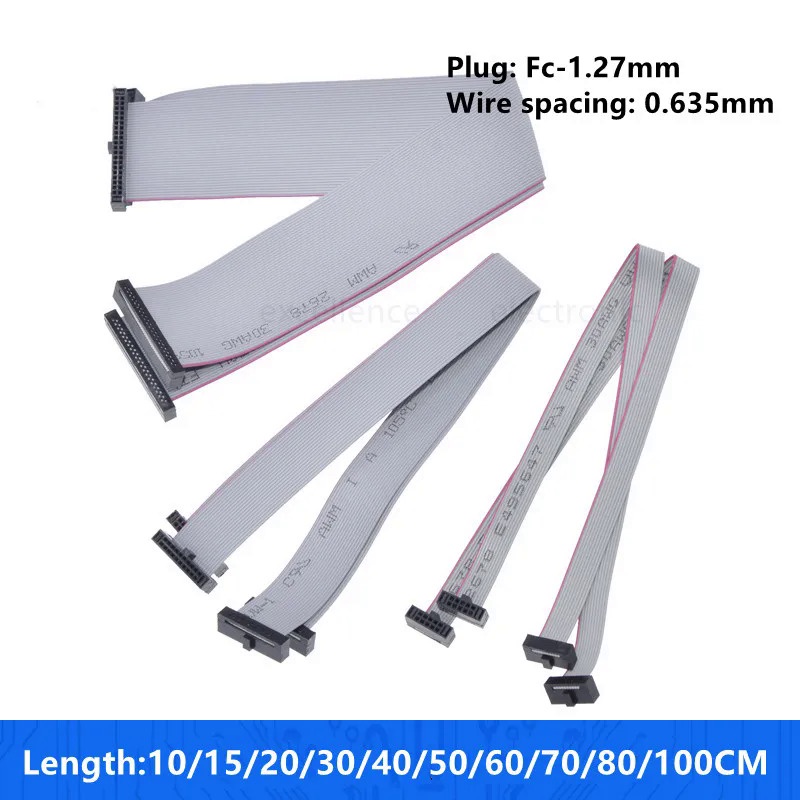 1PCS FC 1.27mm Gray Flat Ribbon Data Cable IDC Double Ends Same Direction FC-6/8/10/14/16/20/30 ...