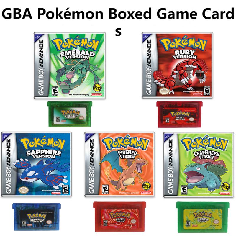 GBA Game Card Pokemon Boxed Game Card Sapphire/Emerald/Fire Red/Leaf ...