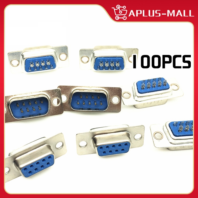 100Pcs RS232 DB9 Serial VGA 9 Pin Female Male Plug 2 Rows Solder Type ...