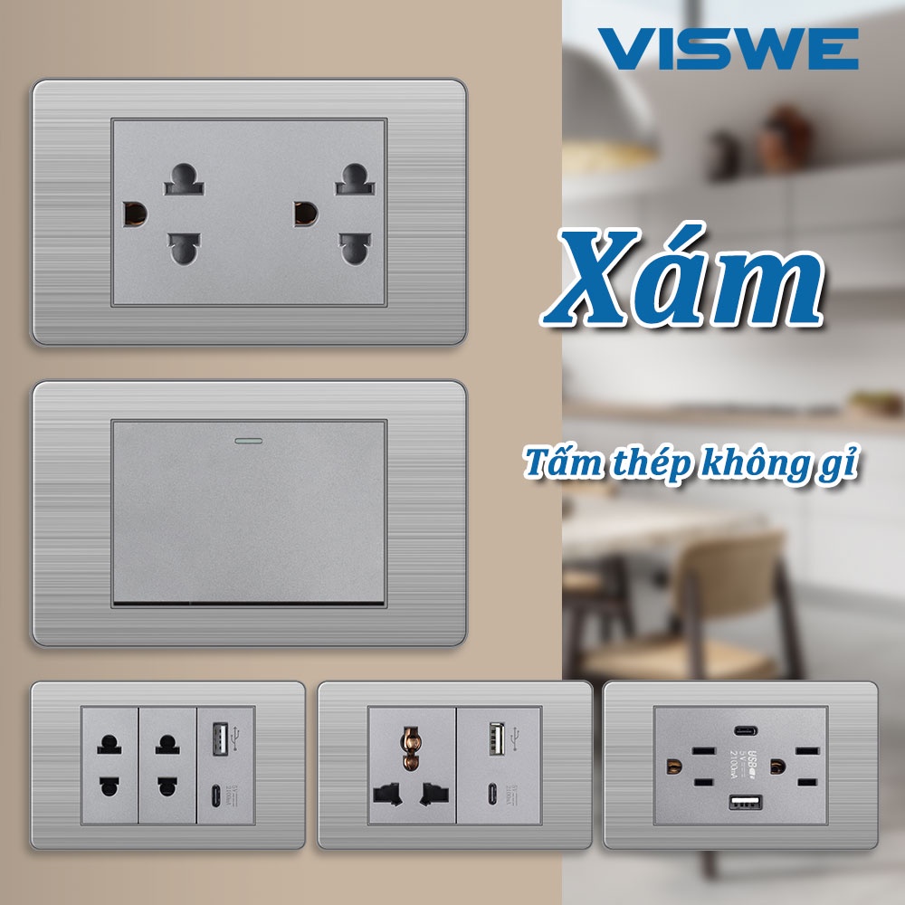 VISWE wall socket wall switch usb socket universal socket socket with switch 3 pin socket 2 pin ...