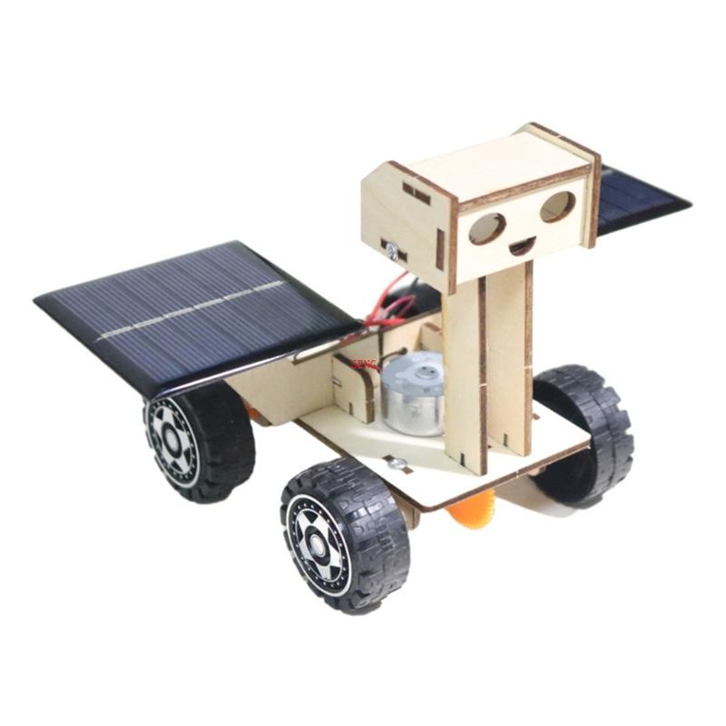 seng 1 Set Solar Powered Car DIY Assemble Wood Model Science Stem Car ...