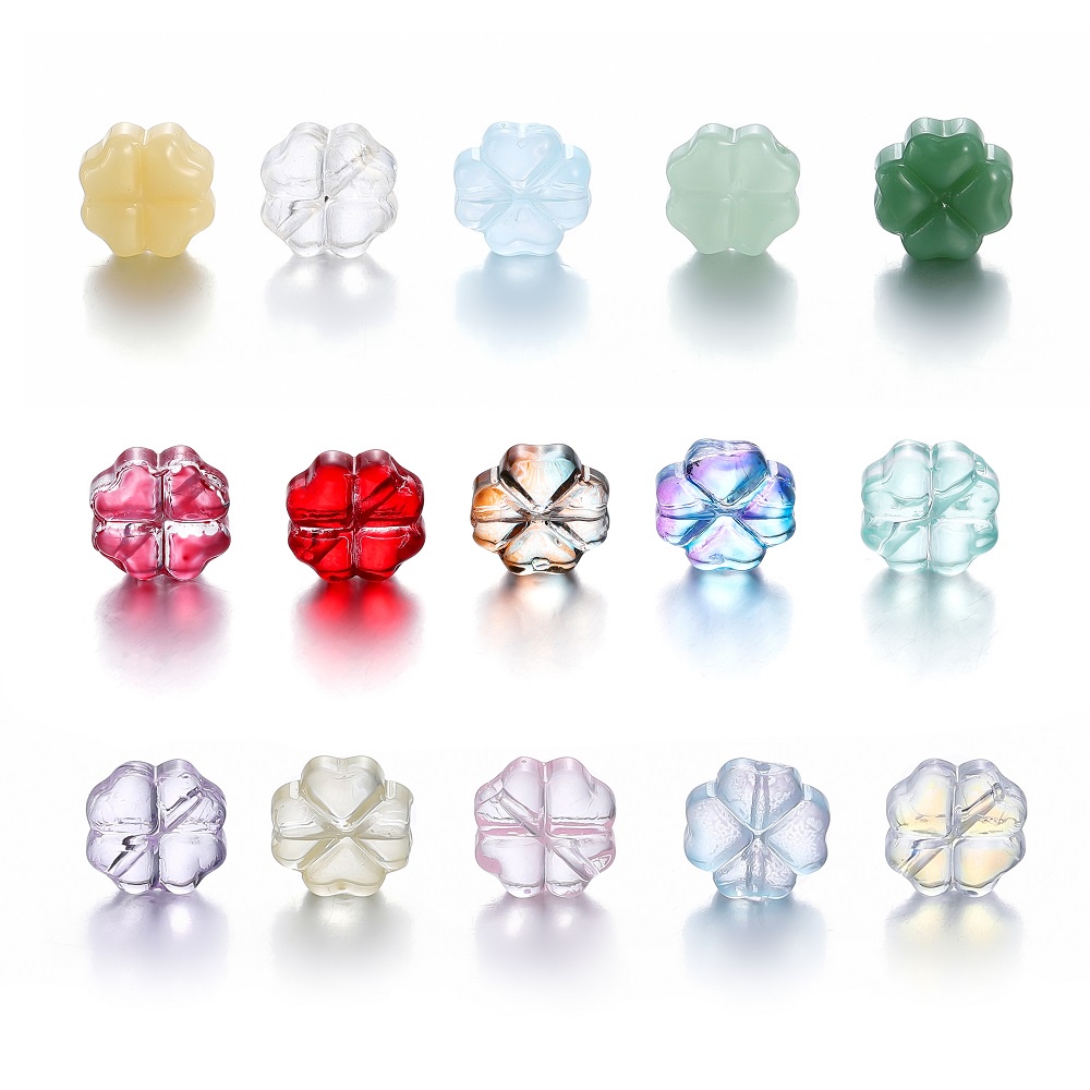St. kunkka 10pcs/20Pcs 10.5mm Four-Leaf Clover Glass Beads Colorful ...