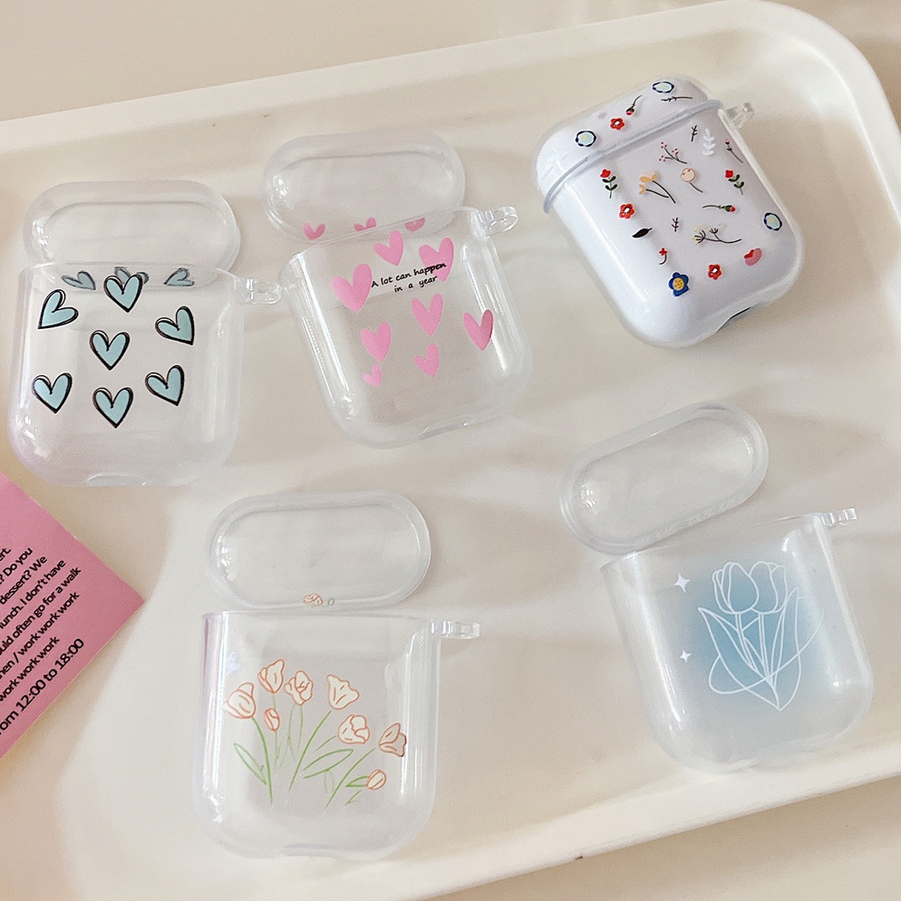 i12 inpods 12 Earphone Case Fresh Flower Tulip Love Heart Floral Print ...