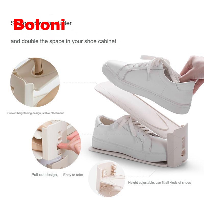 Boloni Space-Saving Double-Layer Shoe Bracket Adjustable Shoe Storage ...