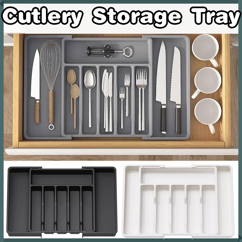 Cutlery Storage Tray Drawers Expandable Knife Holder Fork Spoon Drawer ...