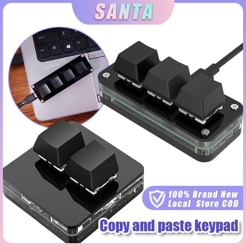 2-key Copy Paste Keyboard with USB Data Cable Mini 3-key Copy and Paste Mechanical Keyboard ...