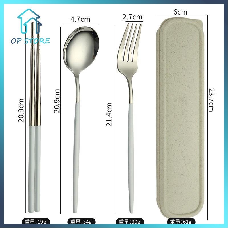 304 Cutlery Set Glossy 3 in 1 Chopsticks Spoon and Fork travel Creative ...