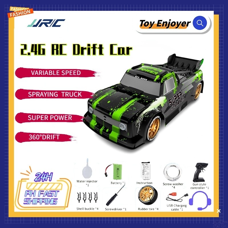 JJRC 2.4G RC drift car variable speed can spray economic high-speed racing car model children's ...