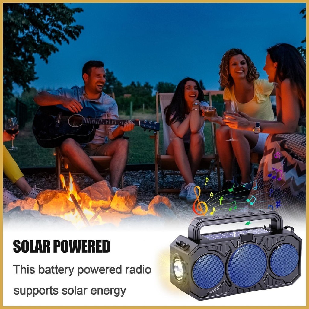 Solar Radio Portable Solar Powered Waterproof Stereo FM Radio with USB ...