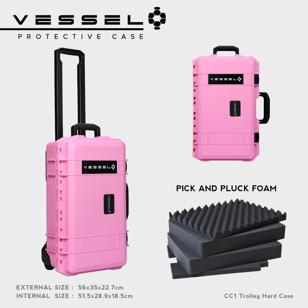 VESSEL CC1 Trolley Hard Case Camera Photography Equipment Case (Pink ...