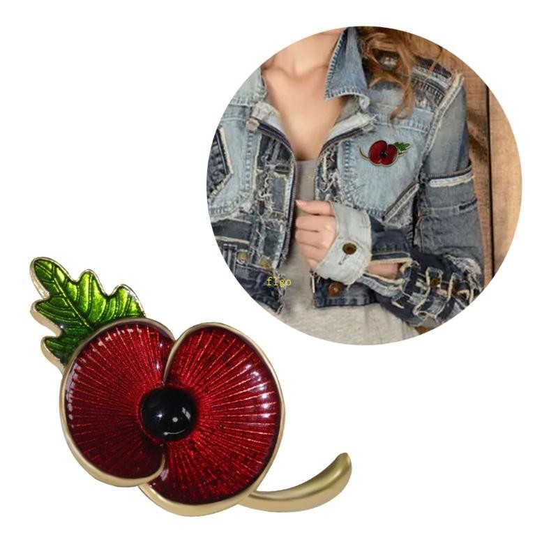 flgo Portable Poppys Stem Breastpin Colorful Flower Shape Lapel Pin ...